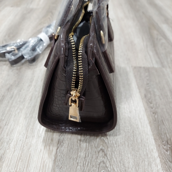 bebe | Bags | Nwt Bebe Chocolate Brown Fabiola Mini Croco Crossbody ...